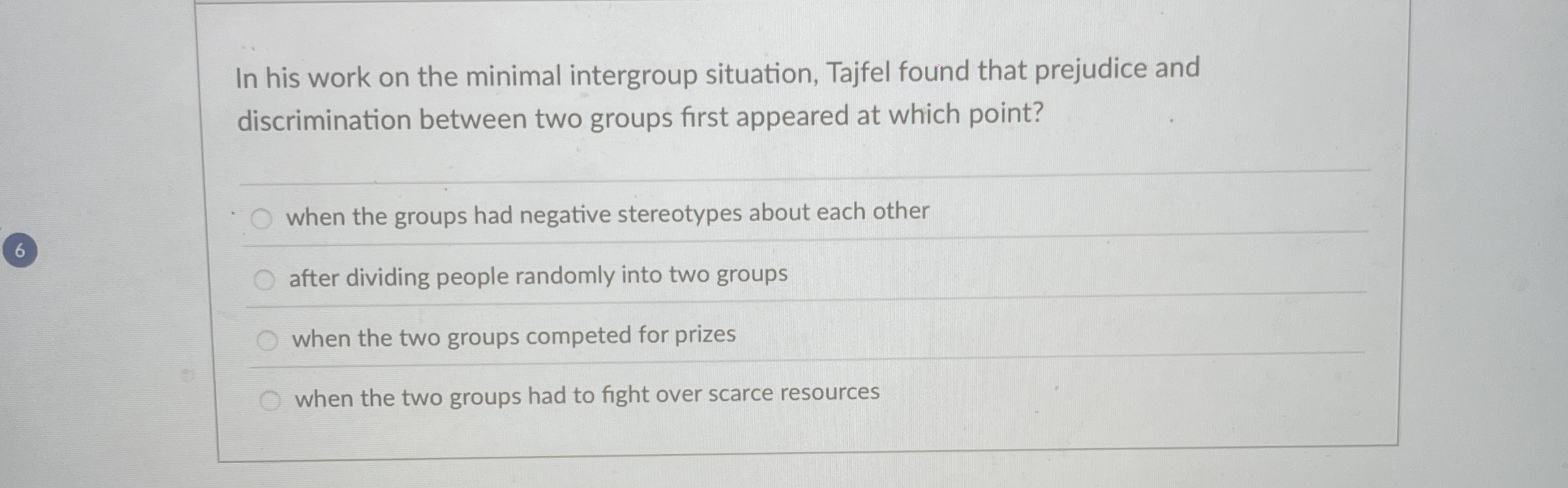 Solved In his work on the minimal intergroup situation, | Chegg.com