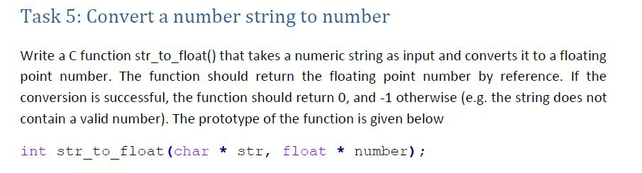 Solved Task 5: Convert a number string to number Write a C | Chegg.com