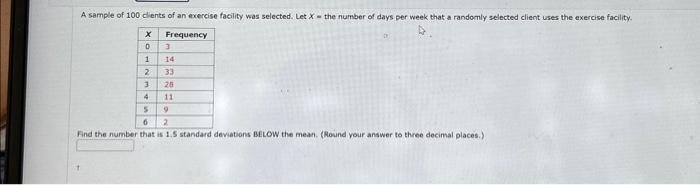 Solved Find the number that is 1.5 standard deviations BELOW | Chegg.com