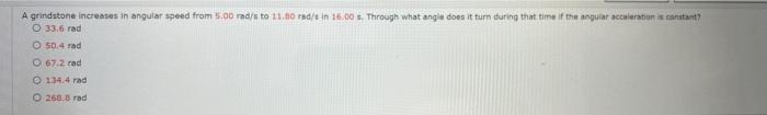 Solved A grindstone increases in angular speed from 5.00 | Chegg.com