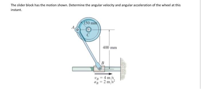 Solved The slider block has the motion shown. Determine the | Chegg.com