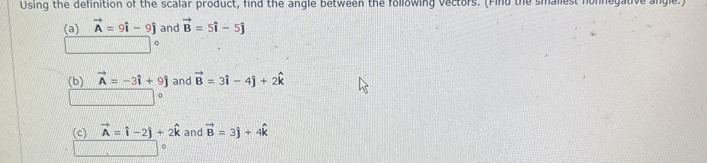 Solved Using the definition of the scalar product, find the | Chegg.com
