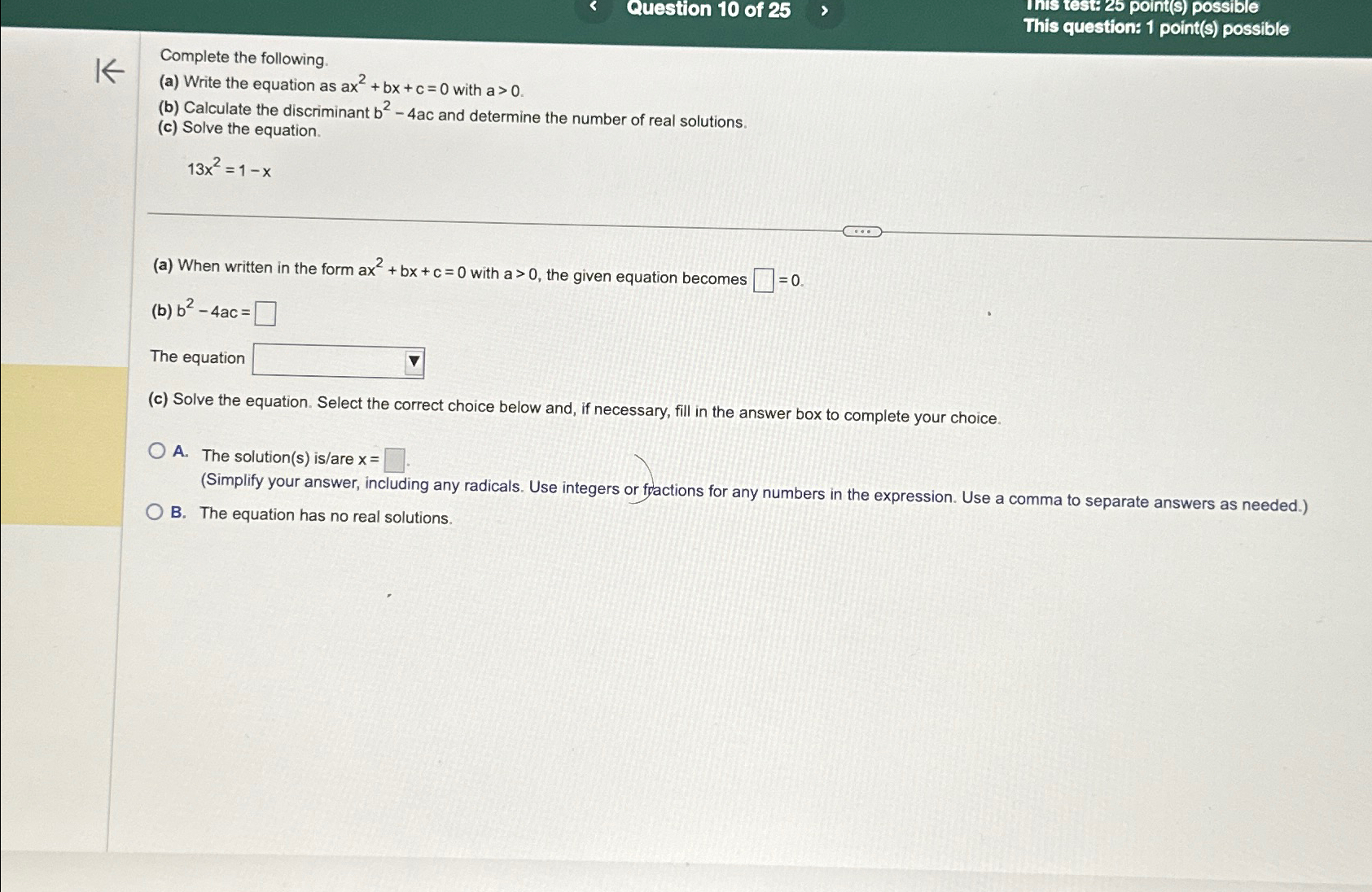 Solved Question 10 ﻿of 25Inis test: 25 ﻿point(S) | Chegg.com