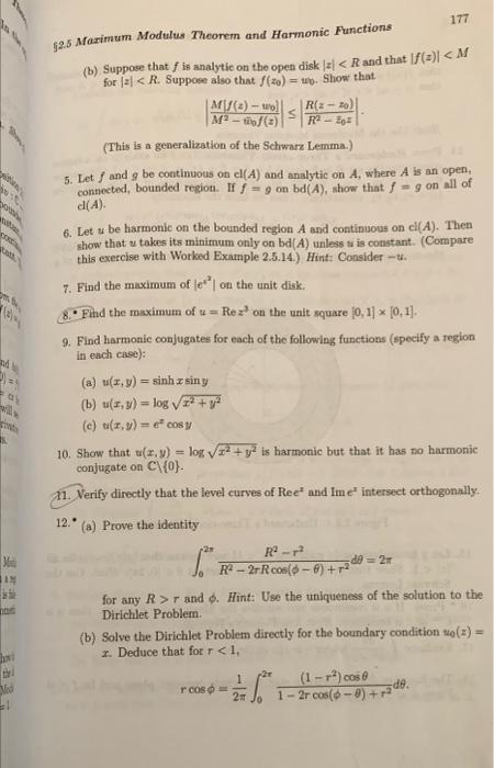 Solved R2 - m. 177 $2.5 Maximum Modulus Theorem and Harmonic | Chegg.com