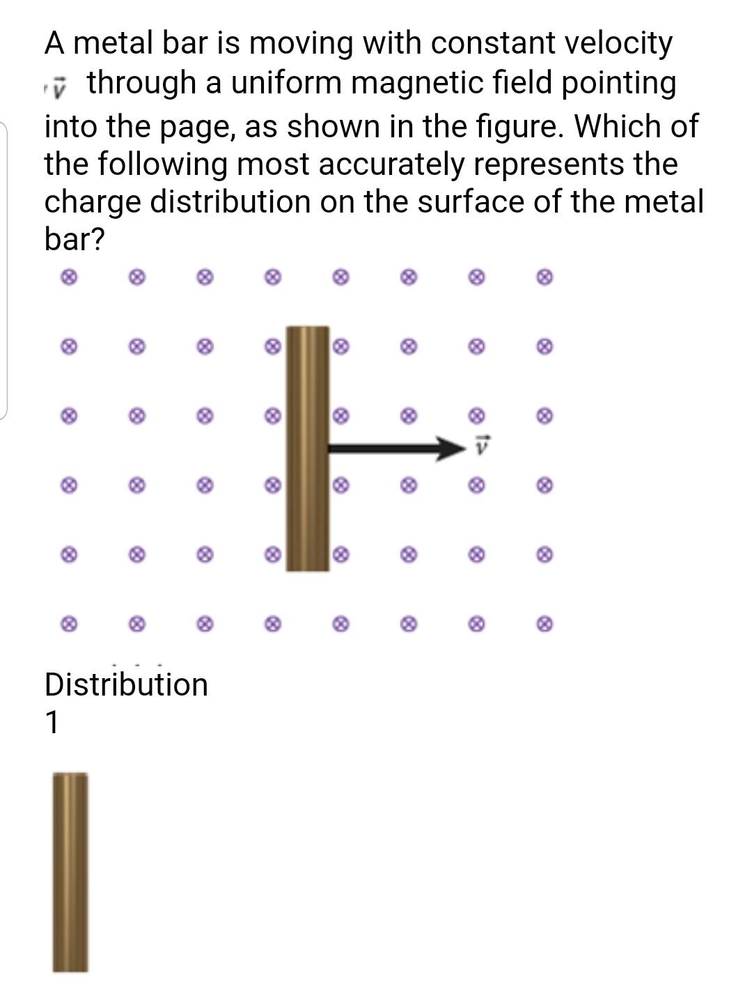 Solved A metal bar is moving with constant velocity ū | Chegg.com