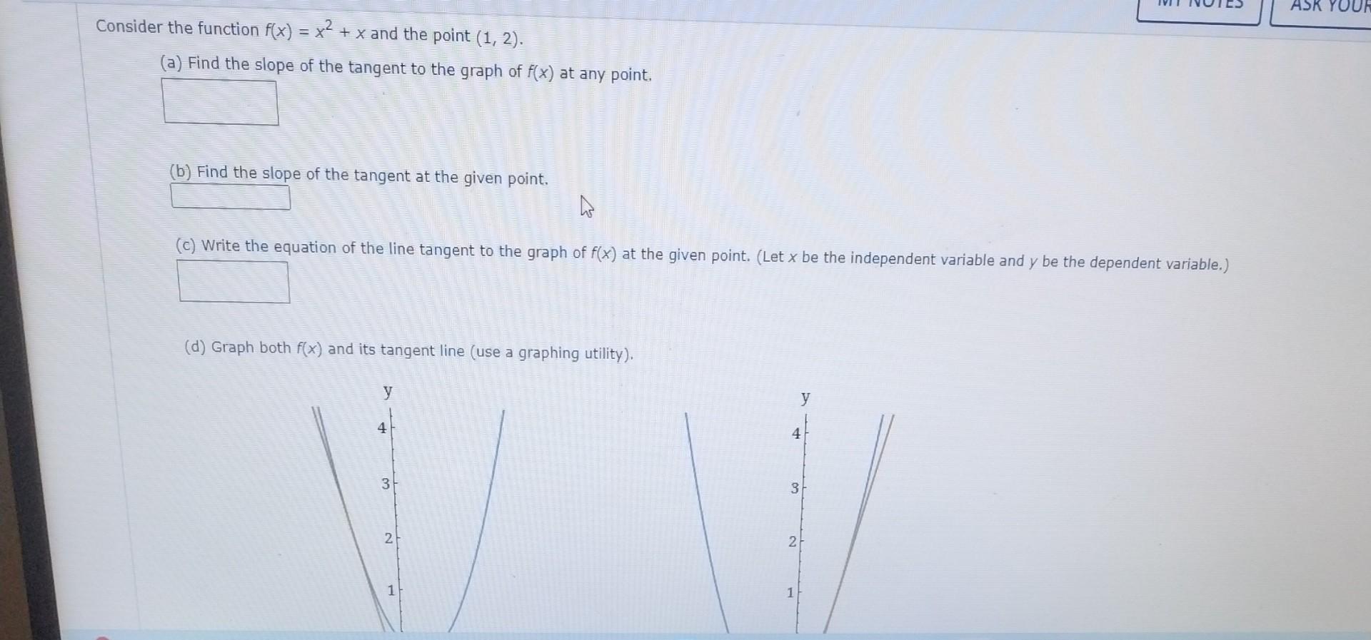 Solved sider the function f(x)=x2+x and the point (1,2). (a) | Chegg.com