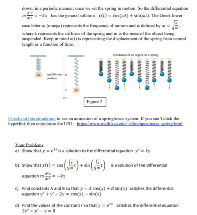 Solved 2) Background: Differential equations are equations | Chegg.com