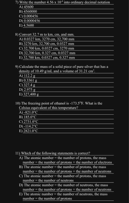 Solved 7) Write the number 4.56×10−4 into ordinary decimal | Chegg.com