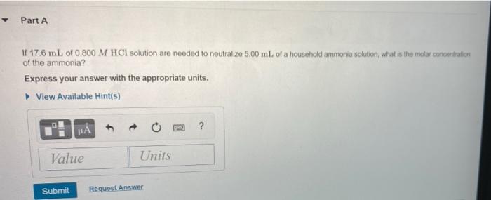 Solved If 17.6 mL of 0.800 M HCl solution are needed to | Chegg.com