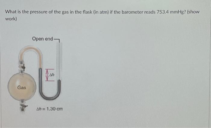 Solved What is the pressure of the gas in the flask (in atm) | Chegg.com