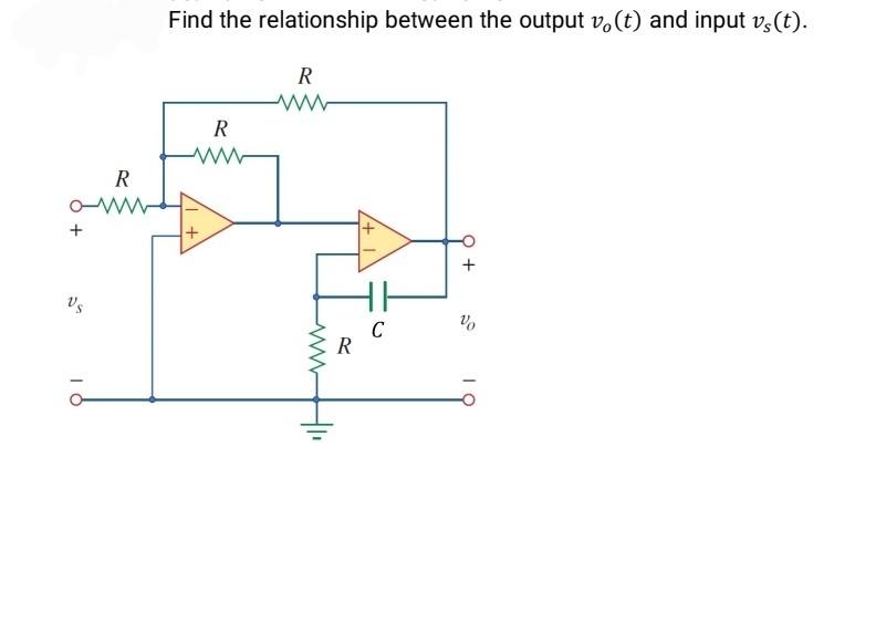 Solved Find the relationship between the output v.(t) and | Chegg.com