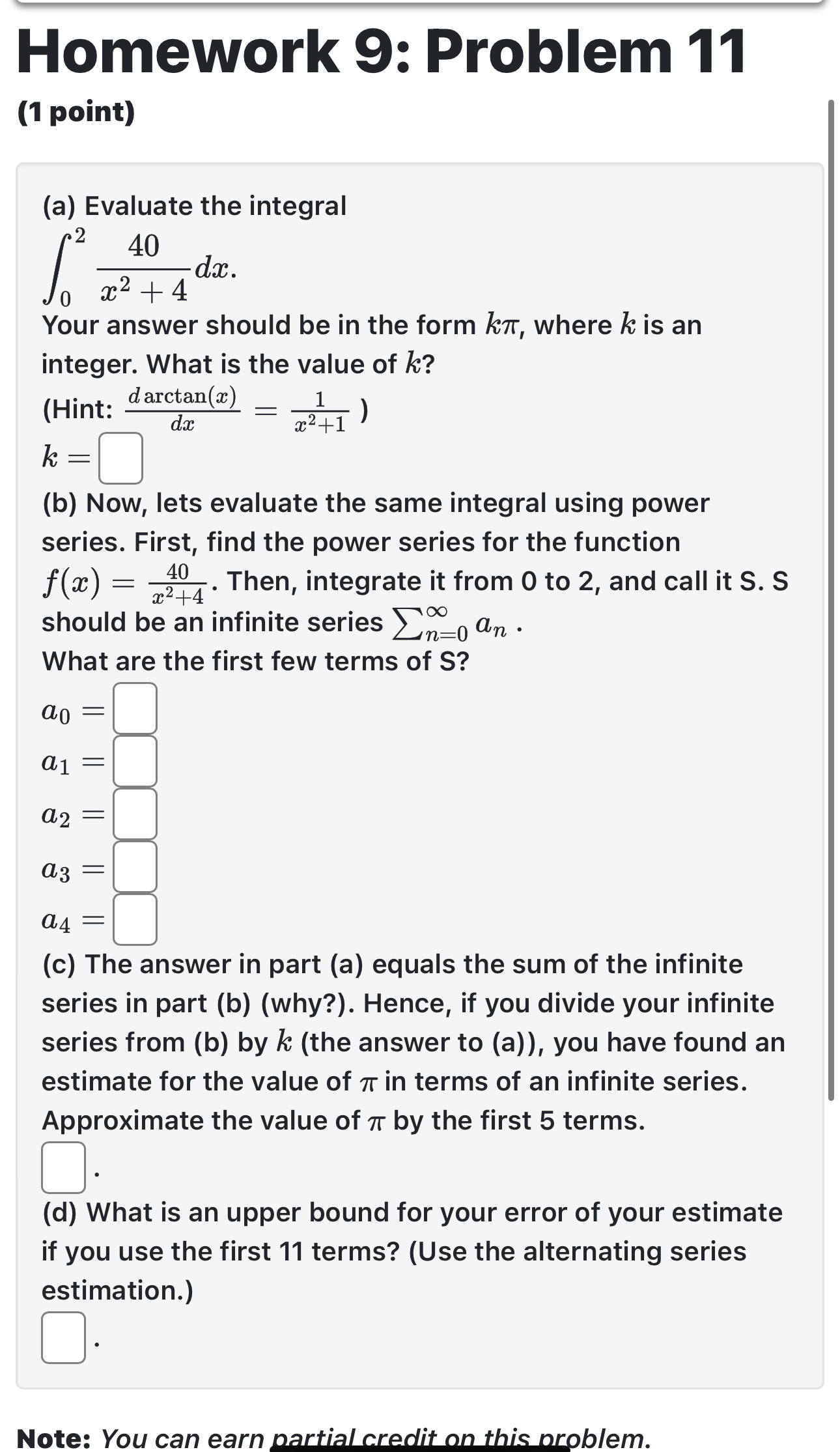 Solved Homework 9: Problem 11(1 ﻿point)(a) ﻿Evaluate the | Chegg.com
