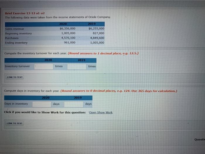 Solved Brief Exercise 13-12 al-a2 The following data were | Chegg.com