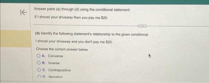 Solved Answer parts (a) through (d) using the conditional | Chegg.com