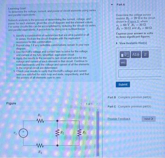 Solved Part A Learning Goal: To determine the voltage, | Chegg.com