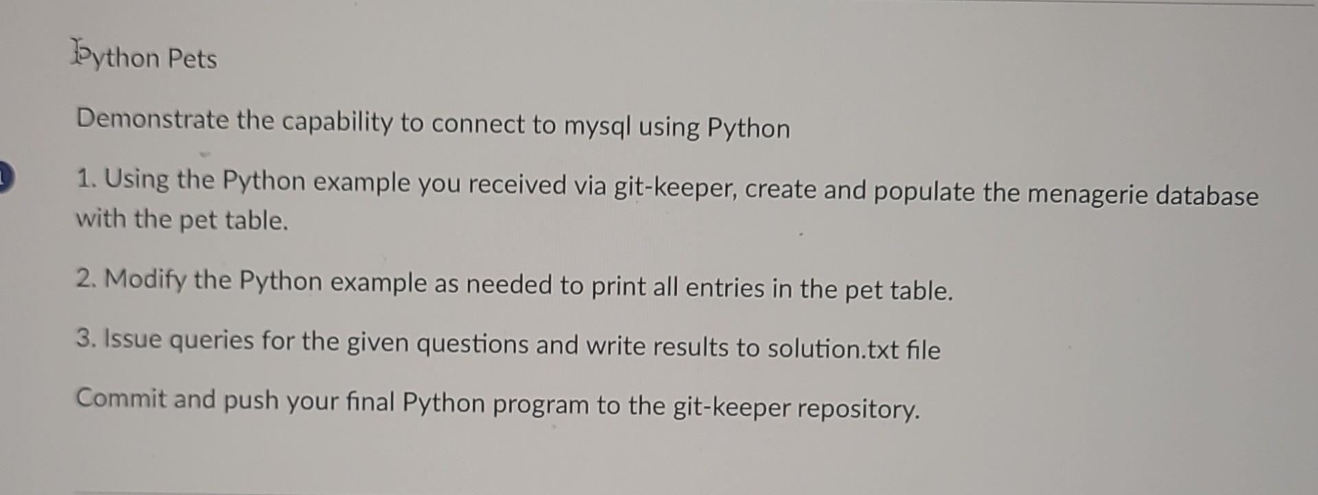 Solved Demonstrate the capability to connect to mysql using | Chegg.com