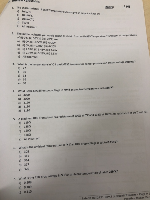 Solved Review Questions 1. The characteristics of an IC | Chegg.com