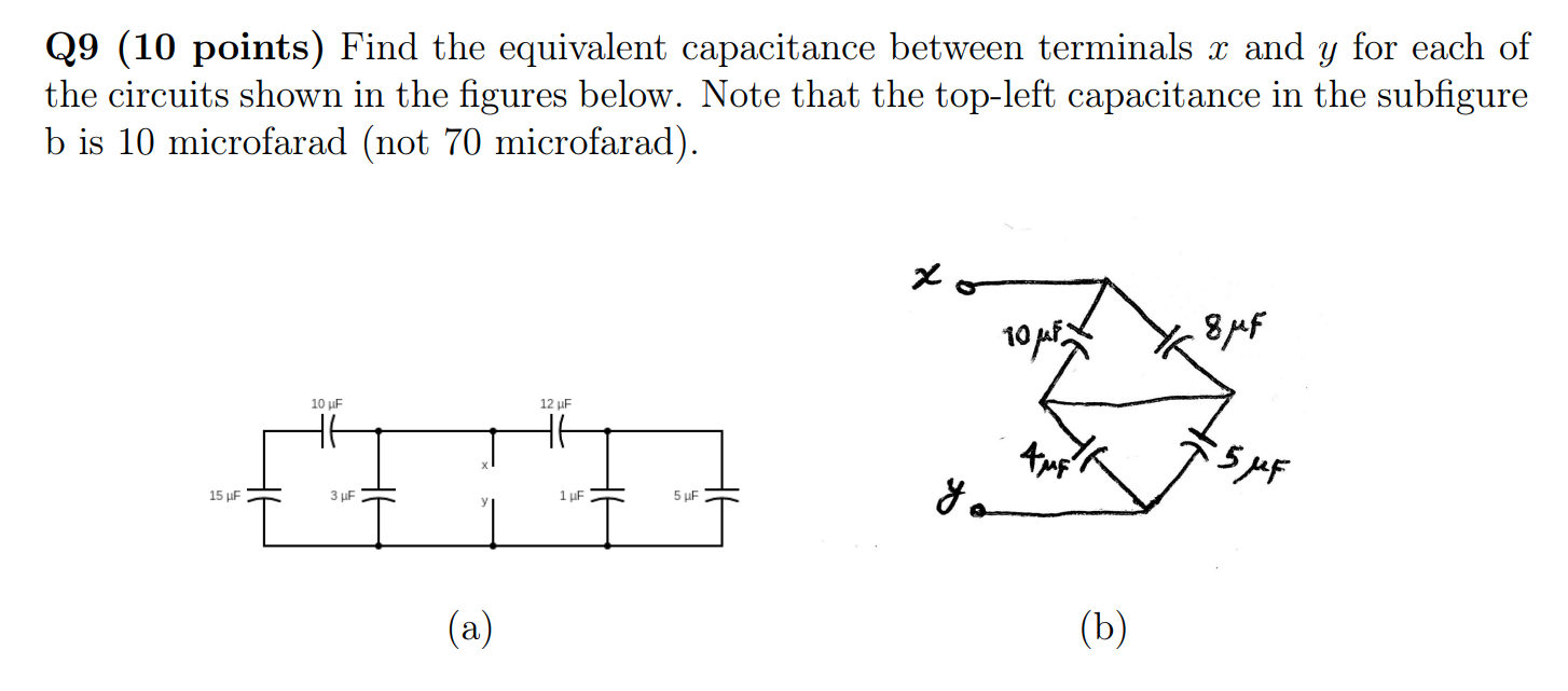 Q9 (10 ﻿points) ﻿Find the equivalent capacitance | Chegg.com