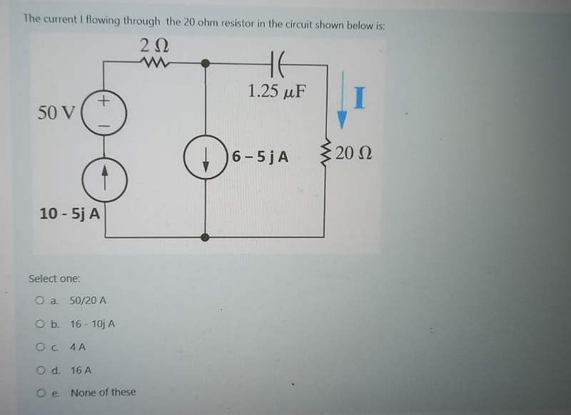 Solved The current I flowing through the 20 ﻿ohm resistor in | Chegg.com