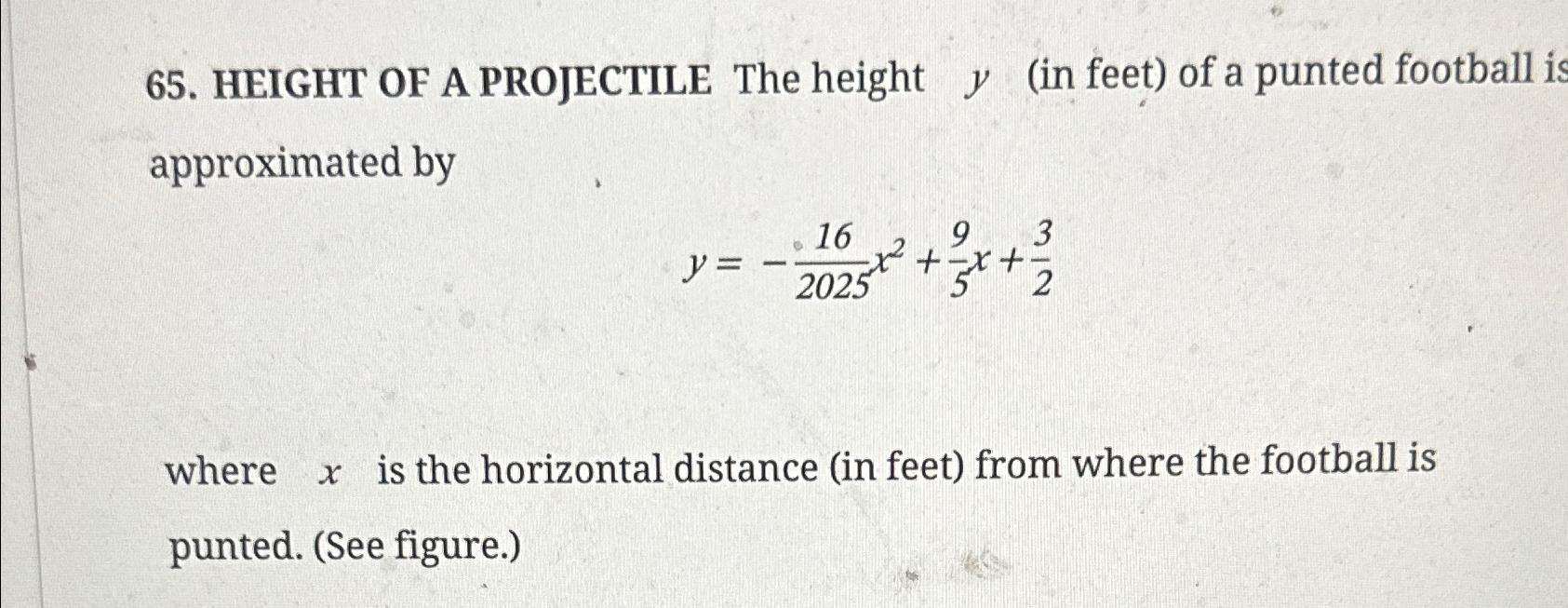 Solved HEIGHT OF A PROJECTILE The height y (in feet) ﻿of a | Chegg.com
