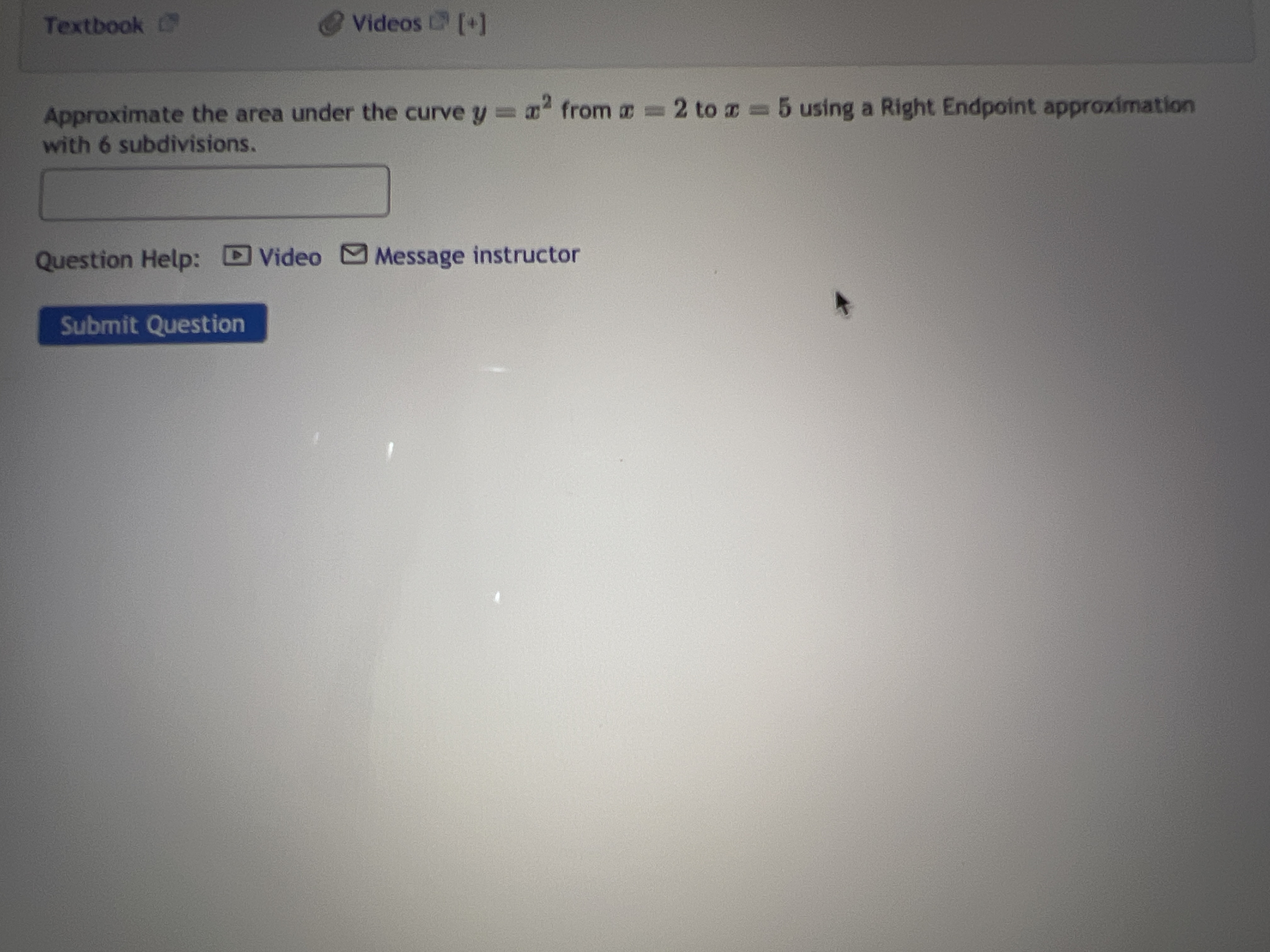 Solved Approximate the area under the curve y=x2 ﻿from x=2 | Chegg.com