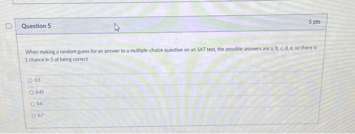 Solved When making a random guess for an answer to a | Chegg.com