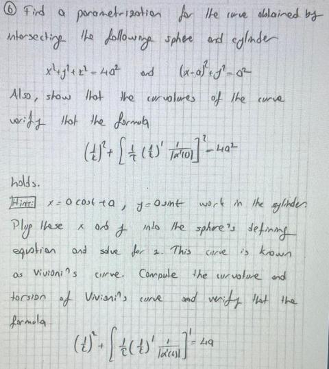 Solved Find A Parametrization For The Curve Obtained By