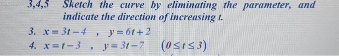 Solved 3,4,5 Sketch the curve by eliminating the parameter, | Chegg.com