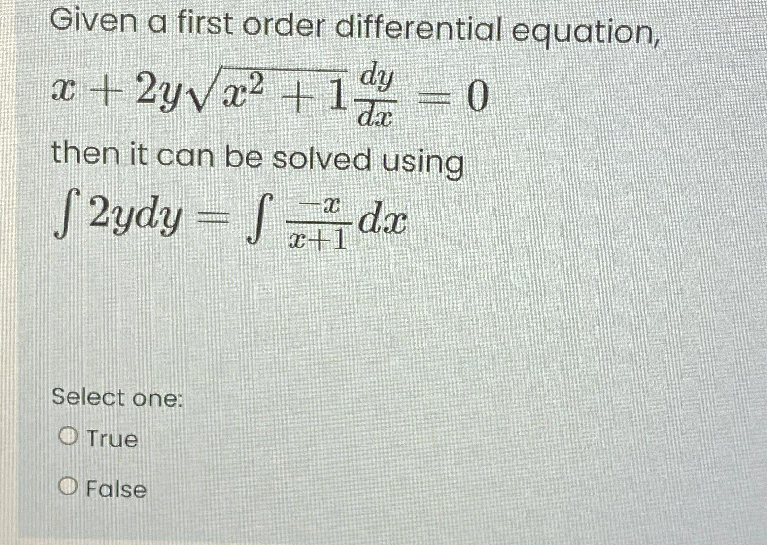 Solved Given a first order differential | Chegg.com