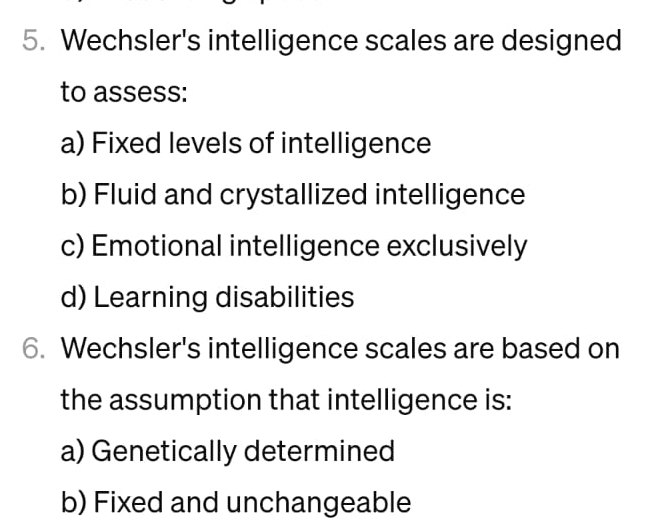 Wechsler's intelligence scales are designed to | Chegg.com