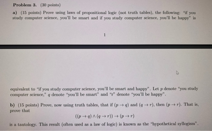 Solved Problem 3. (30 points) a) (15 points) Prove using | Chegg.com