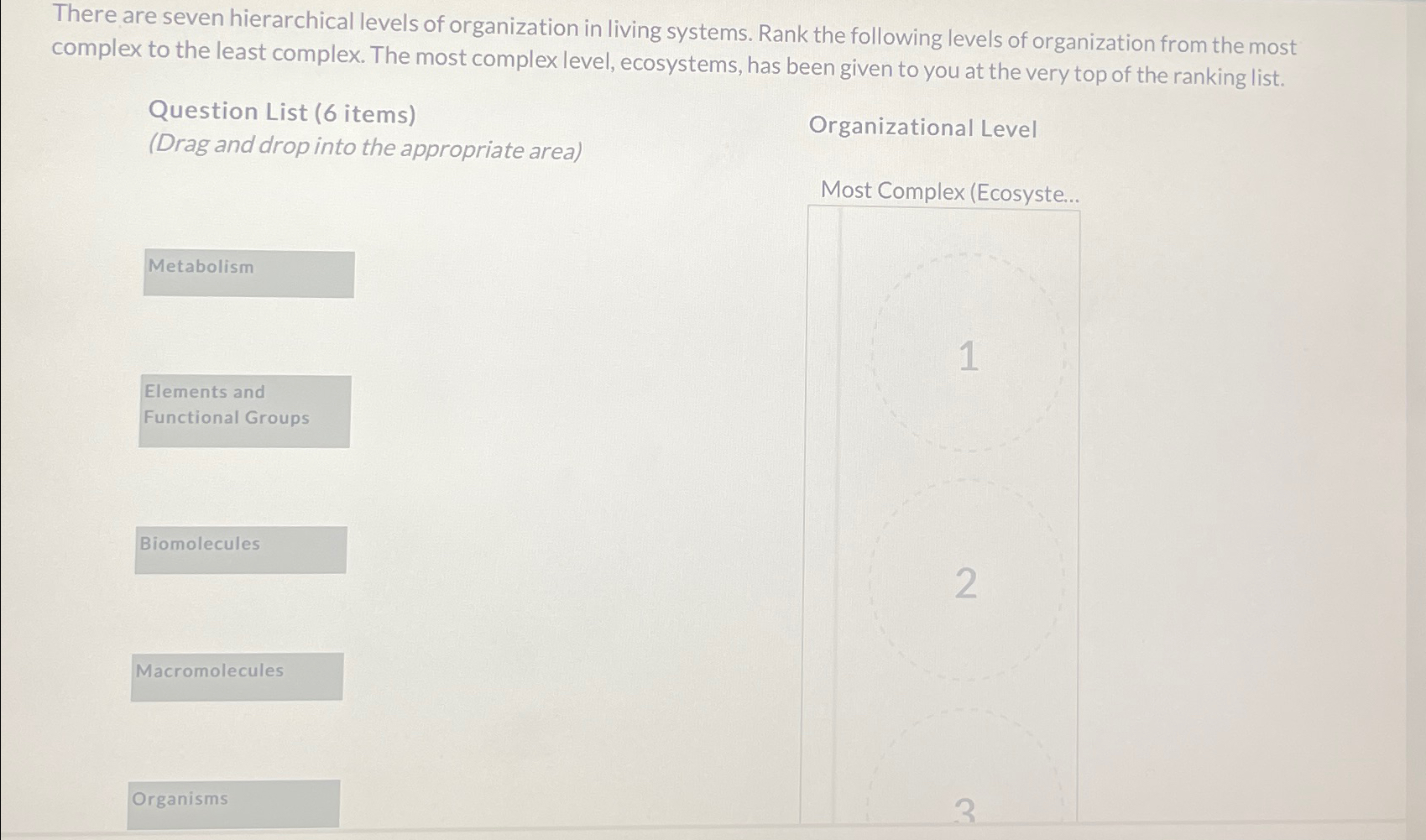 Solved There are seven hierarchical levels of organization | Chegg.com