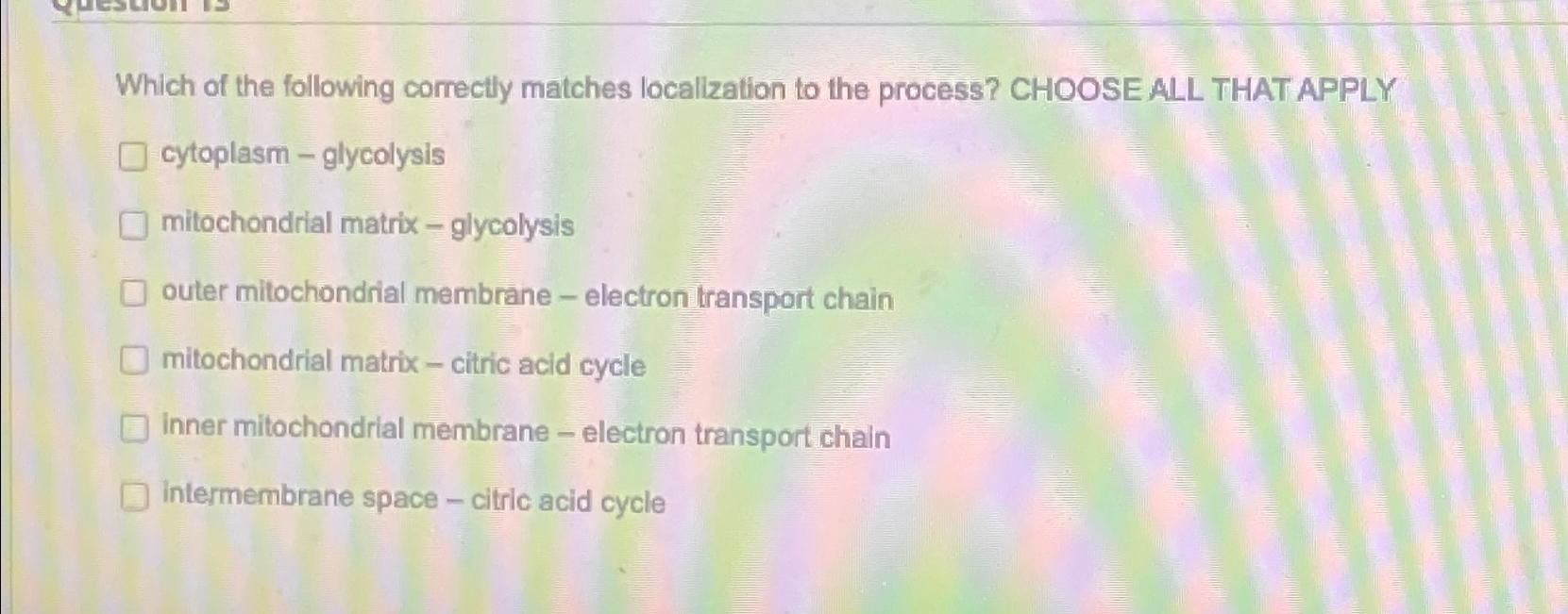 Solved Which of the following correctly matches localization | Chegg.com