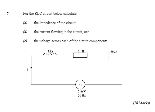 Solved For the RLC circuit below calculate,(a) ﻿the | Chegg.com