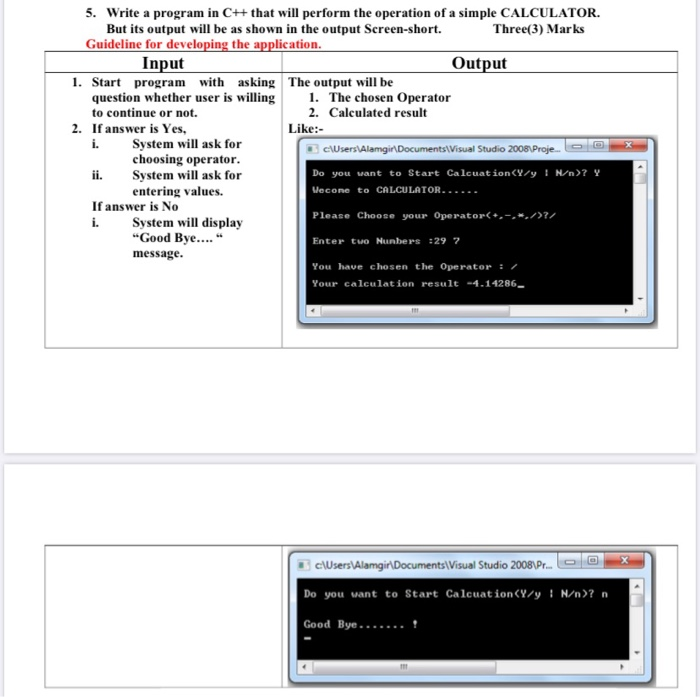 Solved 5. Write a program in C++ that will perform the | Chegg.com