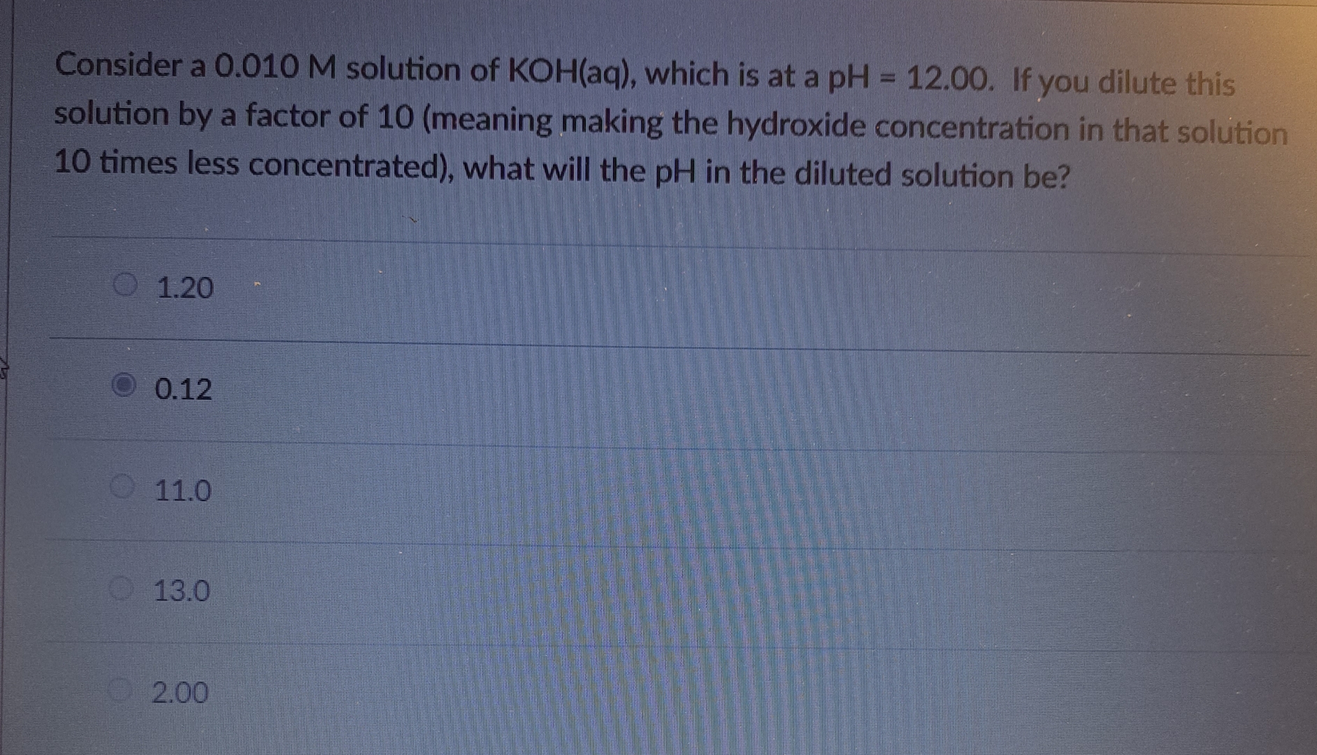 Solved Consider a 0.010M ﻿solution of KOH(aq), ﻿which is at | Chegg.com