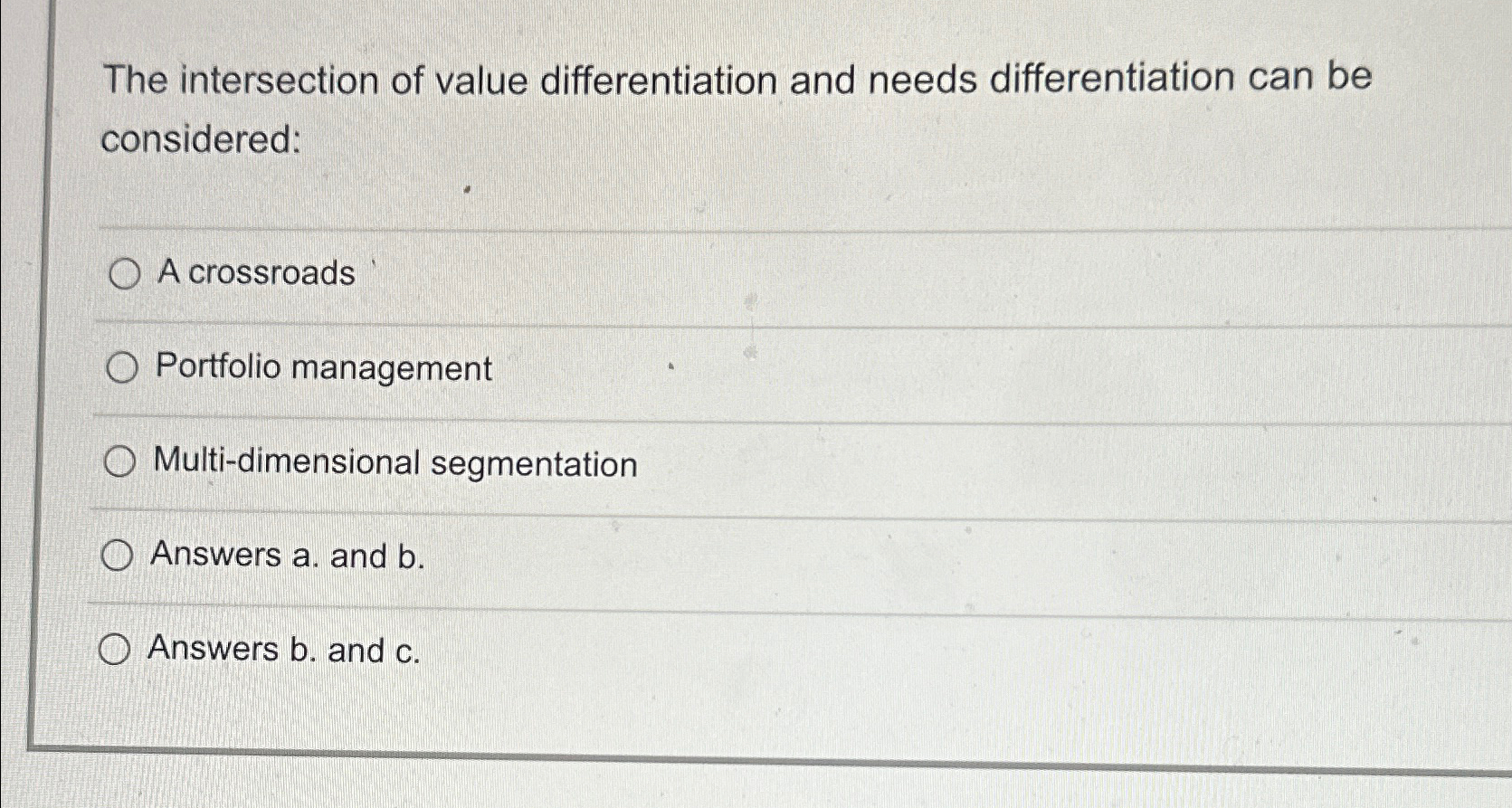Solved The intersection of value differentiation and needs | Chegg.com