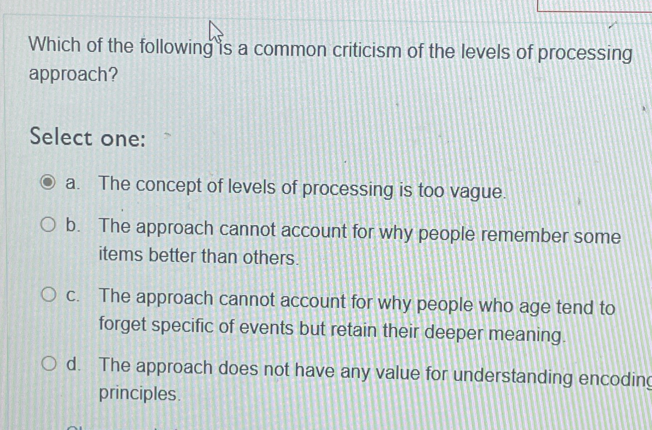 Solved Which of the following is a common criticism of the | Chegg.com