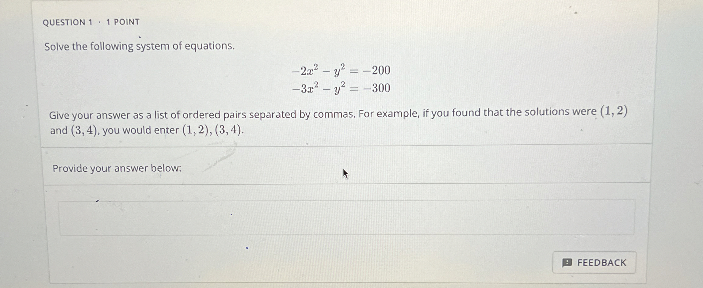 Solved QUESTION 1 - 1 ﻿POINTSolve the following system of | Chegg.com
