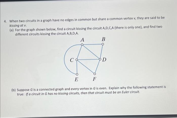 Solved 4. When two circuits in a graph have no edges in | Chegg.com