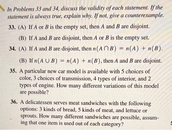 Solved In Problems 33 and 34 , discuss the validity of each | Chegg.com