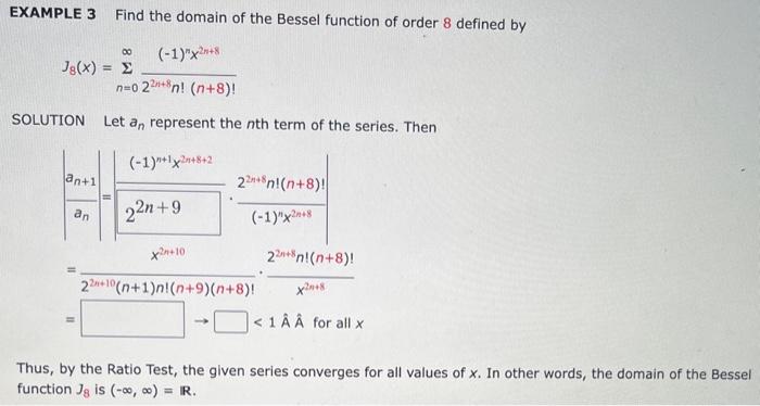 Solved EXAMPLE 3 Find the domain of the Bessel function of | Chegg.com