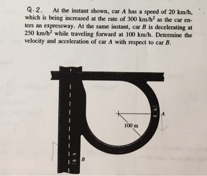 Solved Q.2. At the instant shown, car A has a speed of 20 | Chegg.com