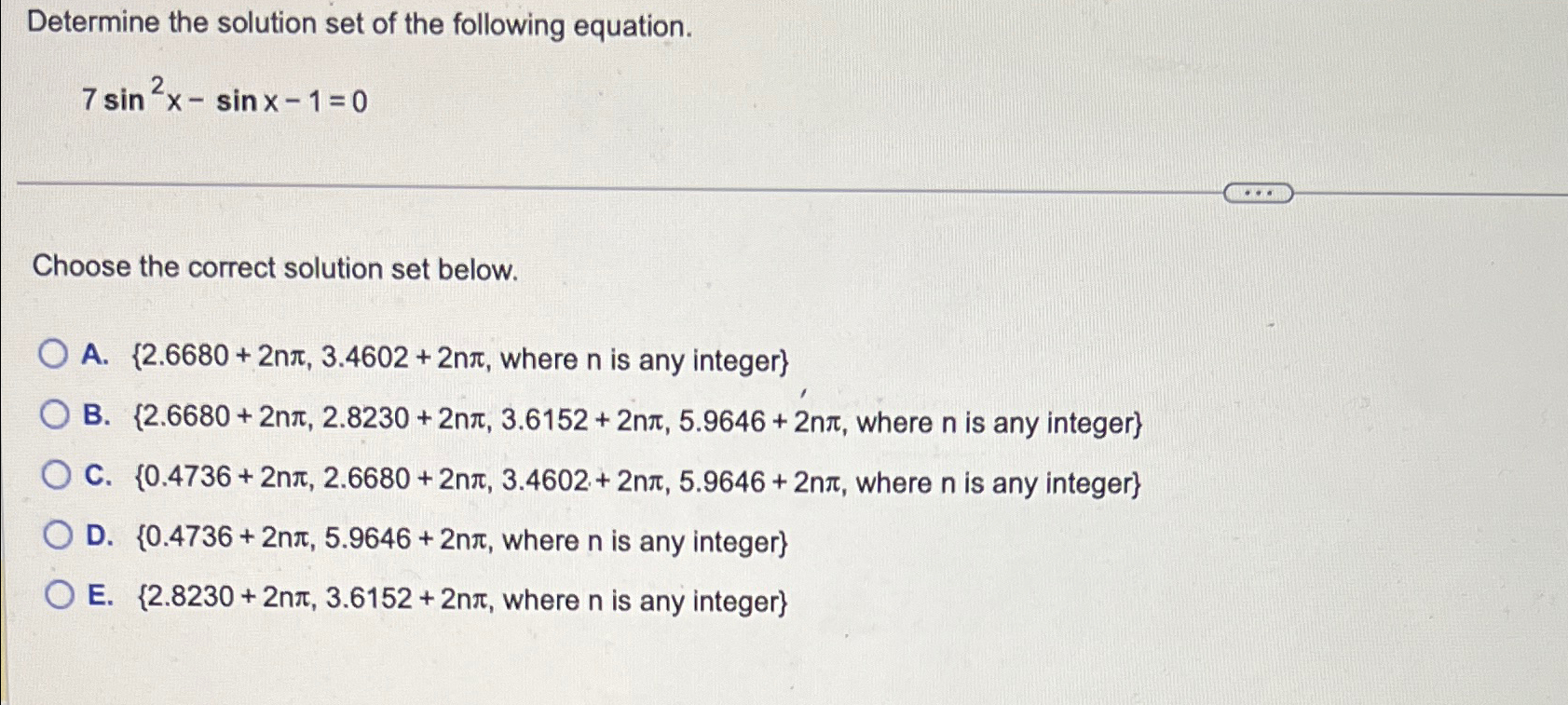 Solved Determine the solution set of the following | Chegg.com