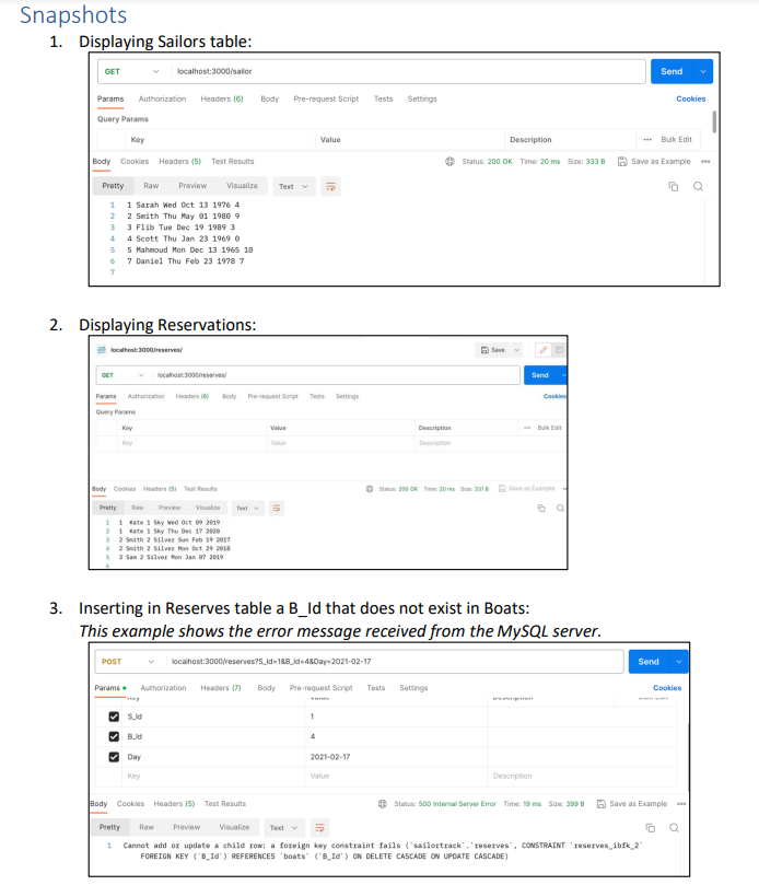 Solved Displaying Sailors table:Displaying | Chegg.com