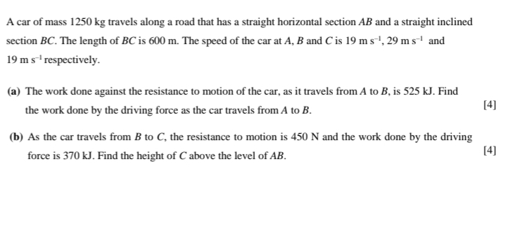 Solved A car of mass 1250kg ﻿travels along a road that has a | Chegg.com