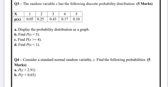 Solved Q3 - The random variable « has the following discrete | Chegg.com