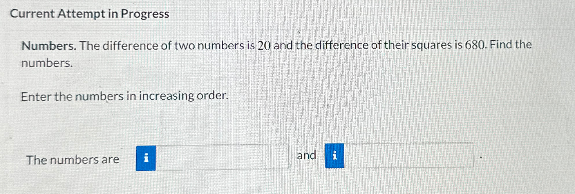 Solved Current Attempt in ProgressNumbers. The difference of | Chegg.com