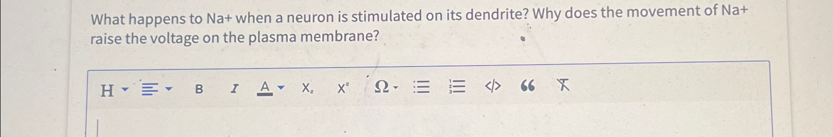 Solved What happens to Na+ ﻿when a neuron is stimulated on | Chegg.com