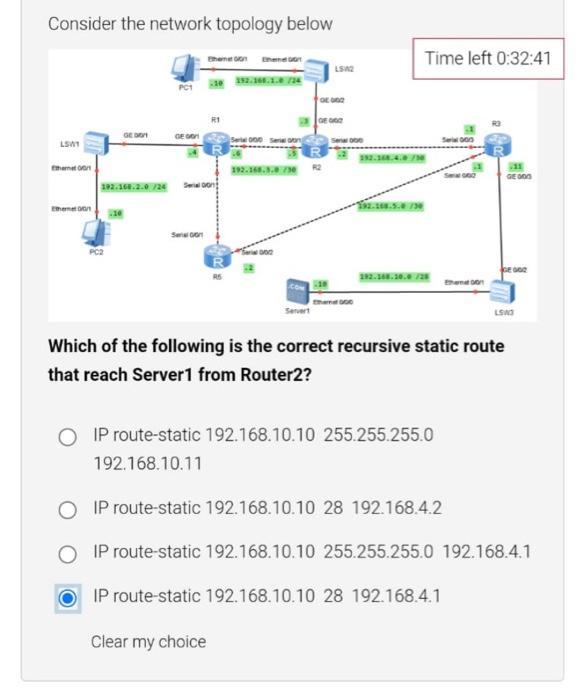 Consider the network topology below Which of the | Chegg.com
